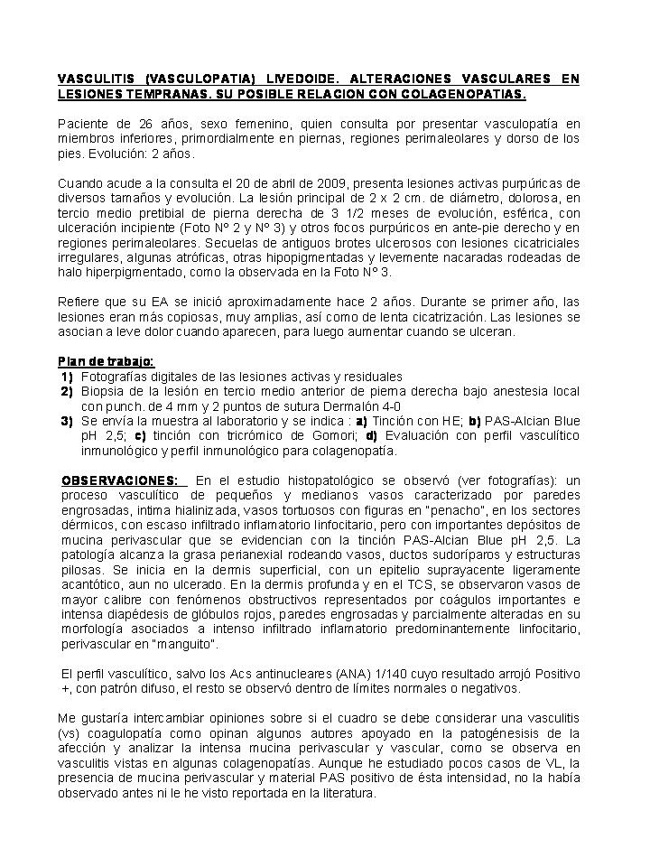 Vasculitis livedoide – PIEL-L Latinoamericana