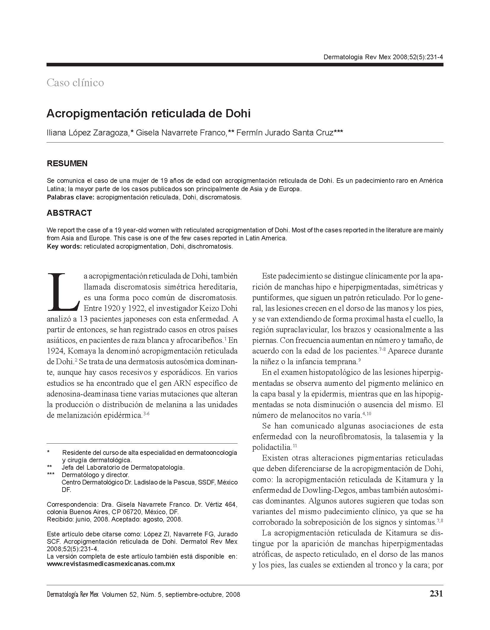 246 – Consulta a un Colega Nº 1: Acropigmentación reticulada de Dohi o ...