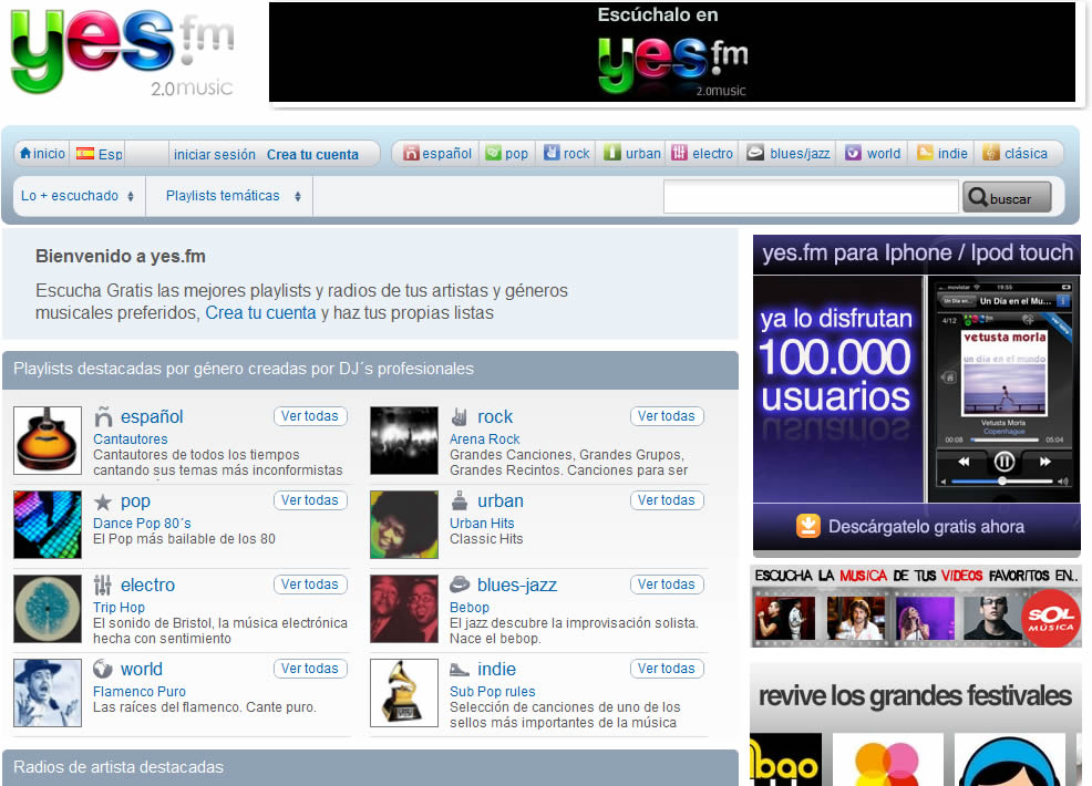 yes.fm: música gratis en internet y en español. – PIEL-L Latinoamericana